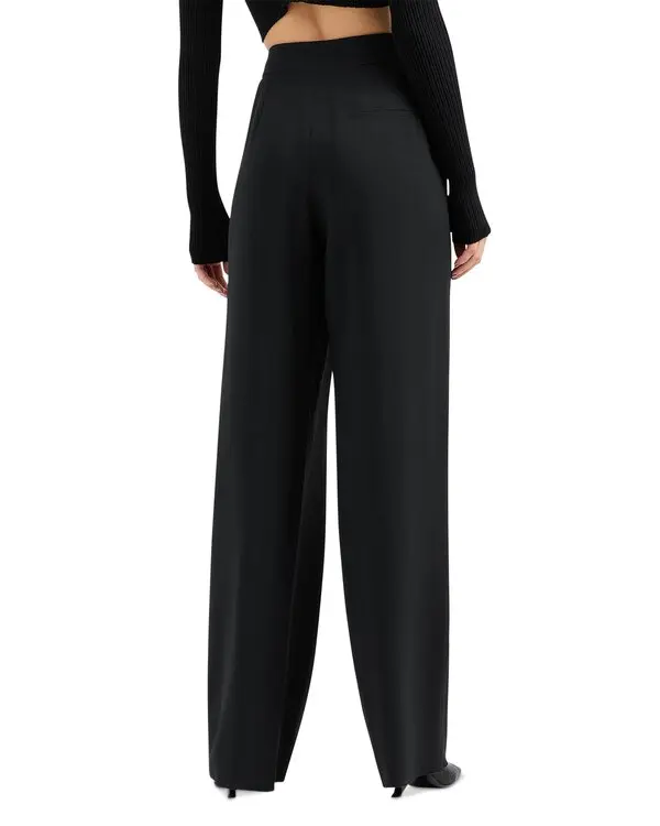 Emporio Armani Pleated Waist Satin Trousers - Black