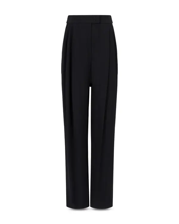 Emporio Armani Pleated Waist Satin Trousers - Black