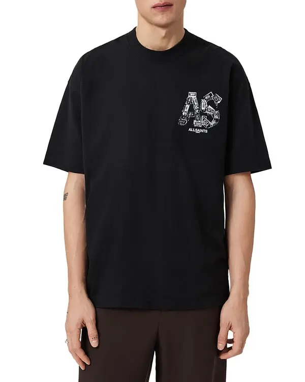 ALLSAINTS Logo Graphic Oversized Tee - Jet Black
