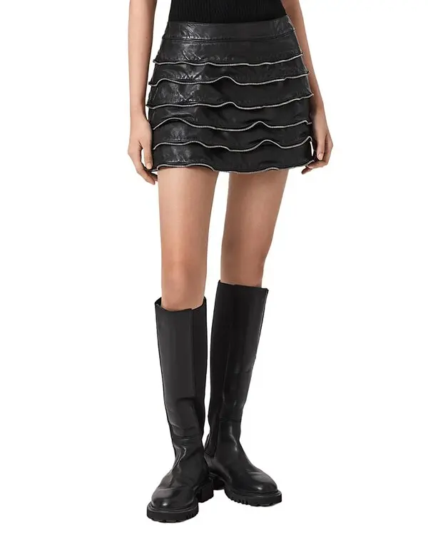 ALLSAINTS Emara Lea Leather Mini Skirt