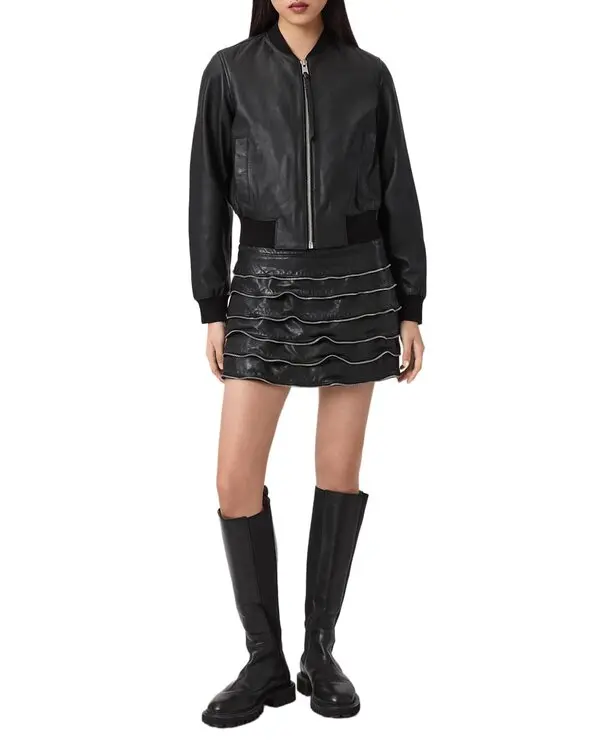 ALLSAINTS Emara Lea Leather Mini Skirt