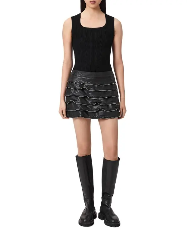 ALLSAINTS Emara Lea Leather Mini Skirt