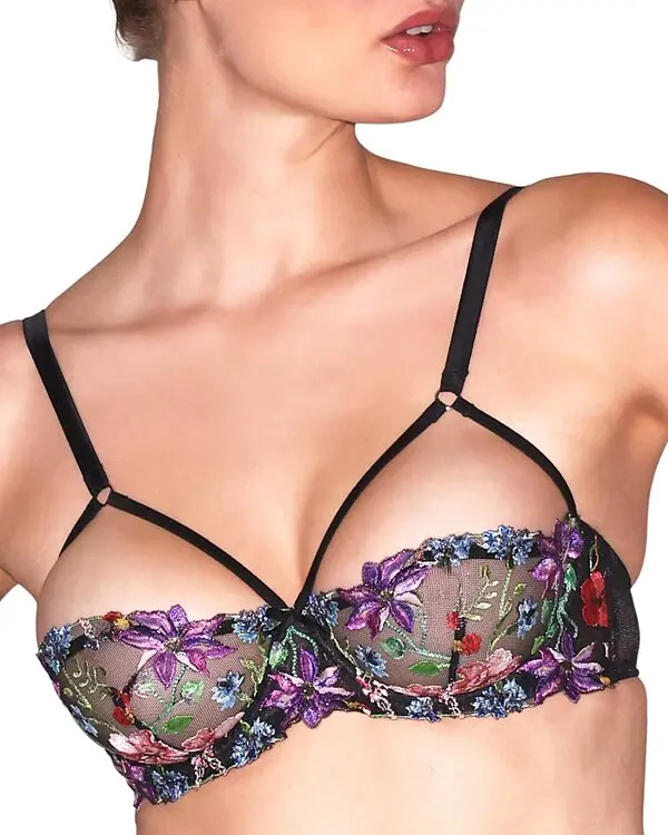 Fleur Du Mal Wildflower Balconette Bra - Black