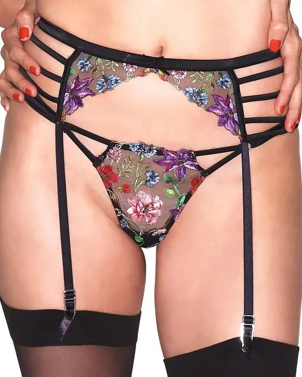 FLEUR DU MAL Wildflower G String - Black