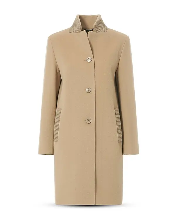 Cinzia Rocca 3/4 Length Coat With Knit Trim