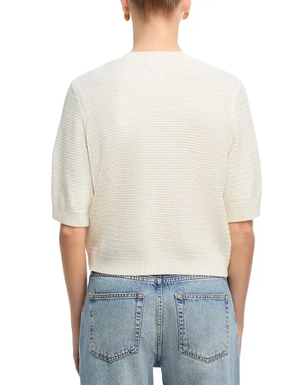 ANINE BING Christa Short Sleeve Cardigan Sweater - Ivory