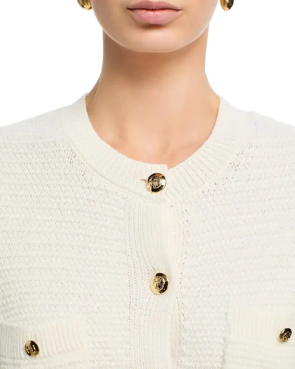 ANINE BING Christa Short Sleeve Cardigan Sweater - Ivory