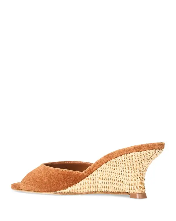 Staud Brigitte Suede Wedge Sandals - Tabac Natural