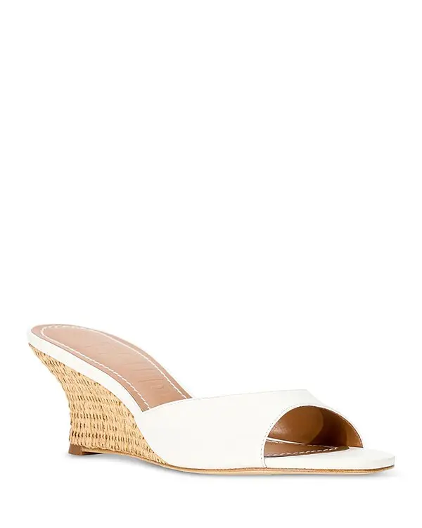Staud Brigitte Leather Wedge Sandals - Paper Natural