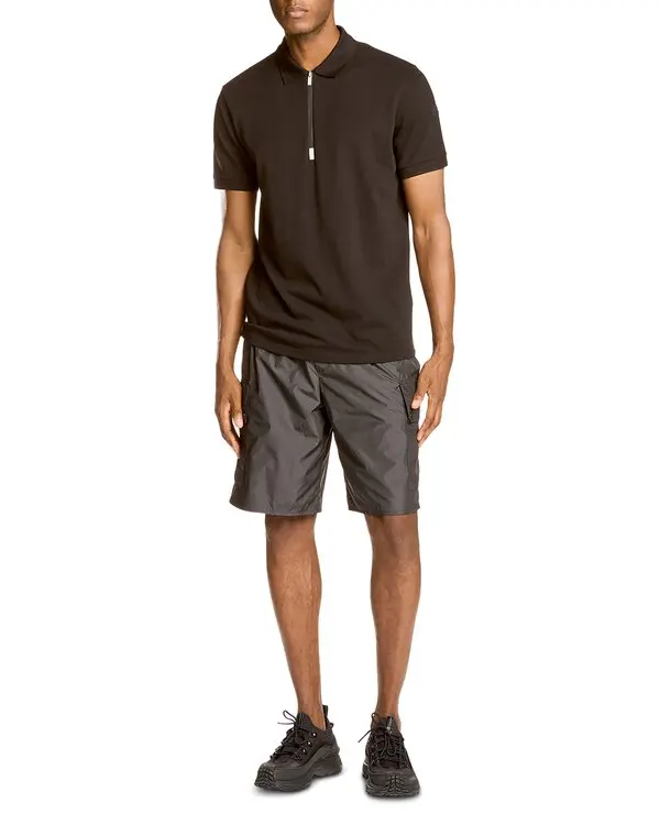 Moncler Short Sleeve Zip Polo Shirt - Black