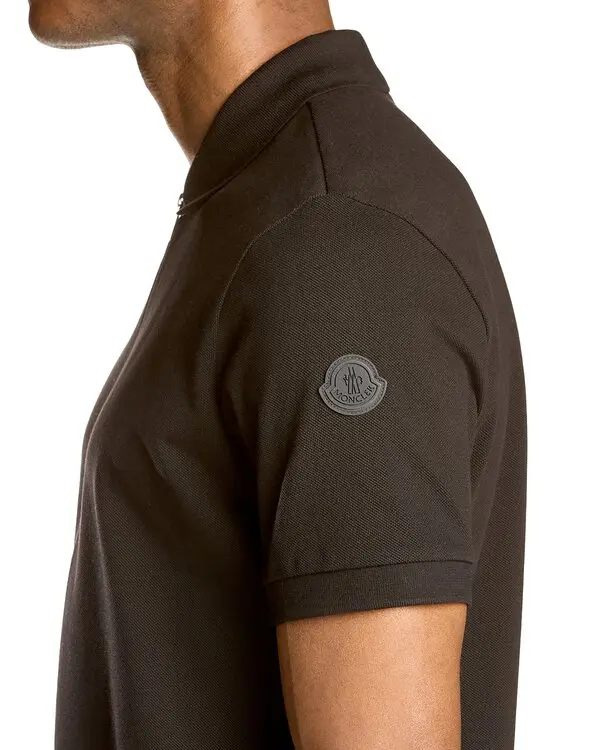 Moncler Short Sleeve Zip Polo Shirt - Black