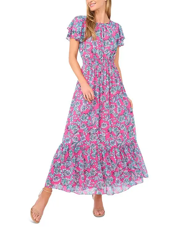 CECE DUPRAZ Double Ruffle Maxi Dress