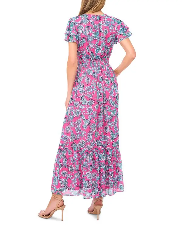 CECE DUPRAZ Double Ruffle Maxi Dress