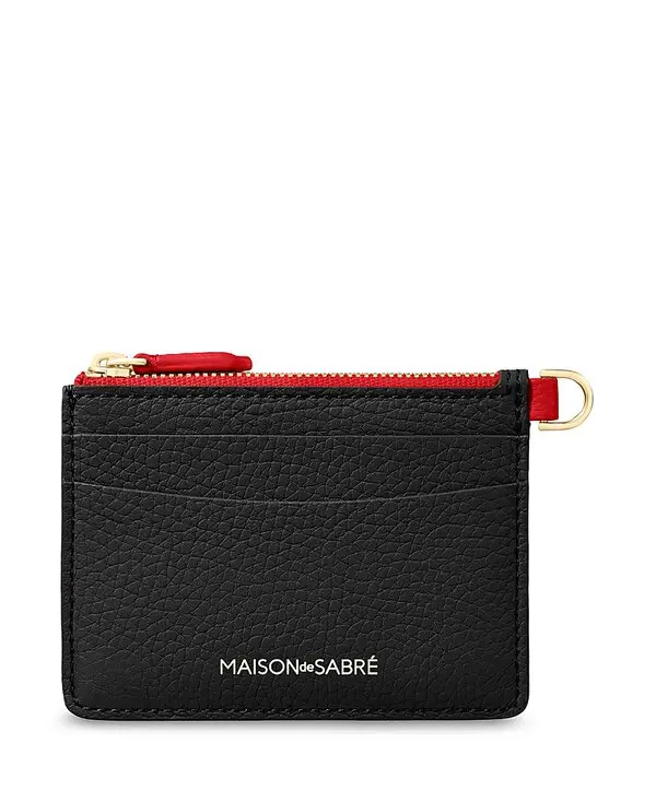 MAISON DE SABRE Leather Zipped Card Pouch - Rouge Noir