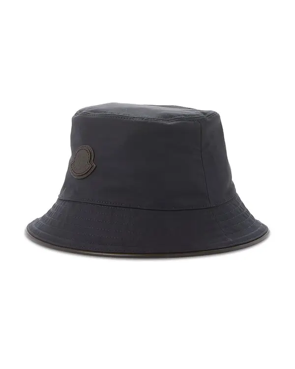 Moncler Logo Cotton Blend Bucket Hat - Navy