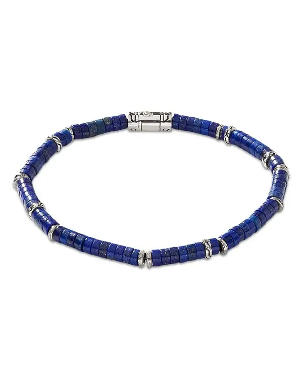 John Hardy Sterling Silver Heishi Lapis Lazuli Beaded Bracelet - Blue