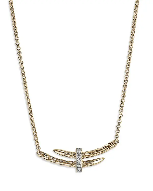 John Hardy 14k Yellow Spear Diamond Bypass Pendant Necklace - Gold