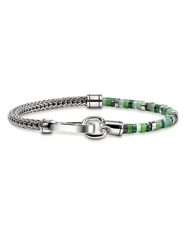 John Hardy Sterling Silver Heishi Multi Stone Chain Bracelet - Green