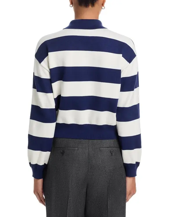 Aqua Striped Rugby Polo Sweater
