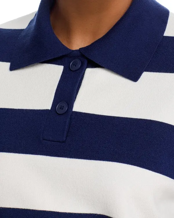 Aqua Striped Rugby Polo Sweater