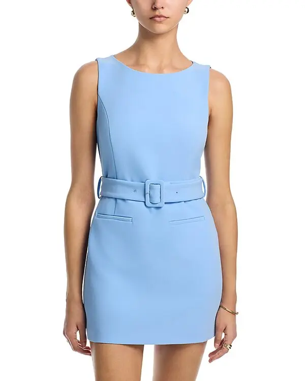 French Connection Azra Twill Belted Mini Dress - Blue Hydrangea