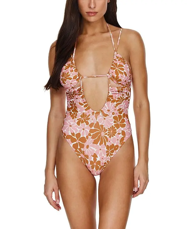 GOTTEX Summer Memories Halter One-piece Swimsuit - Pink And Brown