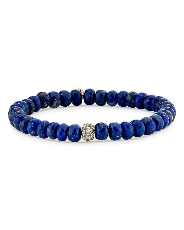 SYDNEY EVAN 14k Yellow Core Lapis Lazuli & Diamond Beaded Bracelet - Gold