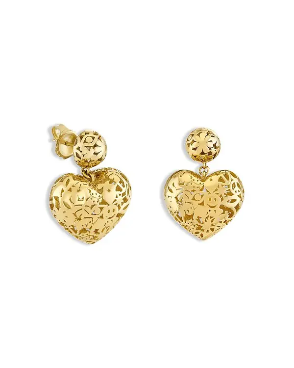 SYDNEY EVAN 14k Yellow Icons Heart & Bead Earrings - Gold