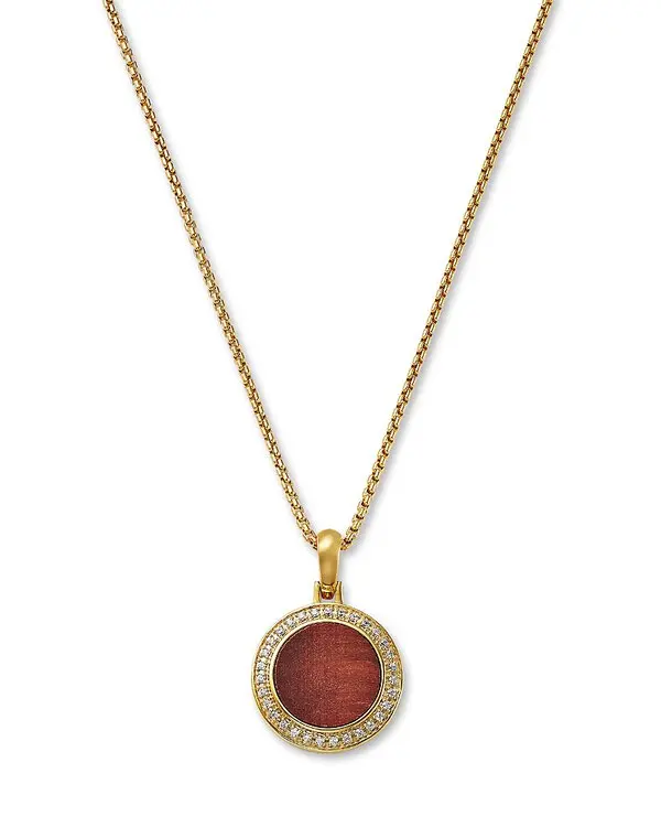 Bloomingdale'S Tiger Eye And Diamond Circle Pendant Necklace In 14k Yellow - Gold