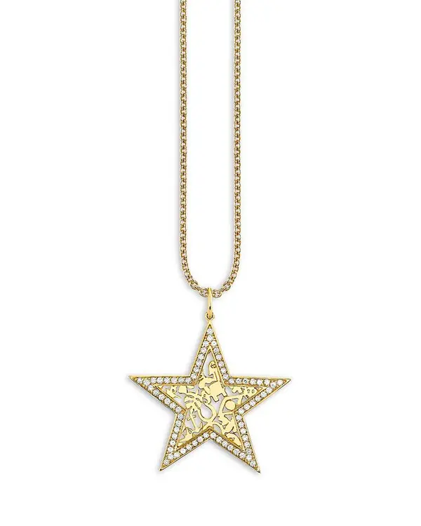 SYDNEY EVAN 14k Yellow Diamond Star Pendant Necklace - Gold