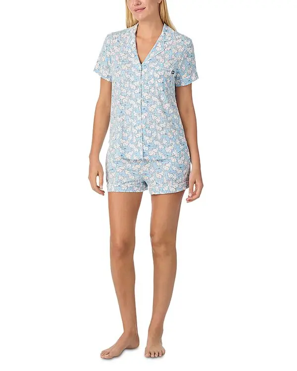 Kate Spade New York Jersey Short Sleeve Boxer Pajama Set - Blue Print