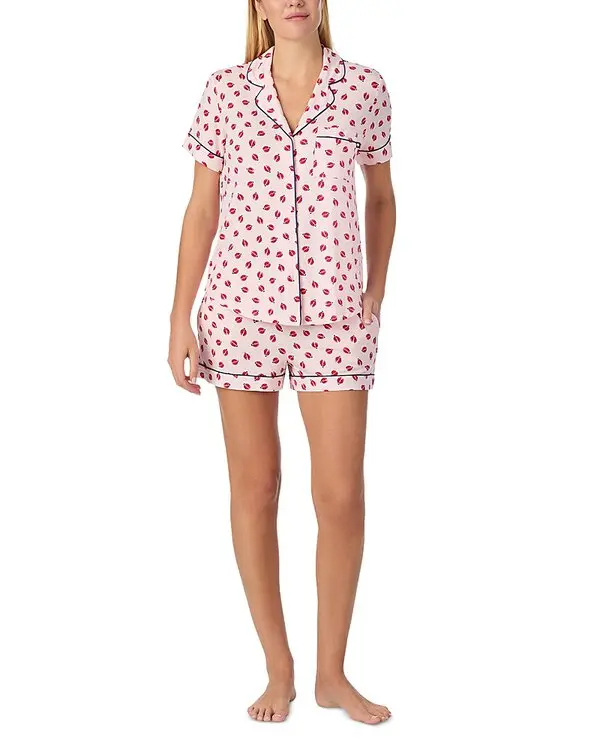 Kate Spade New York Jersey Short Sleeve Boxer Pajama Set - Pink Print