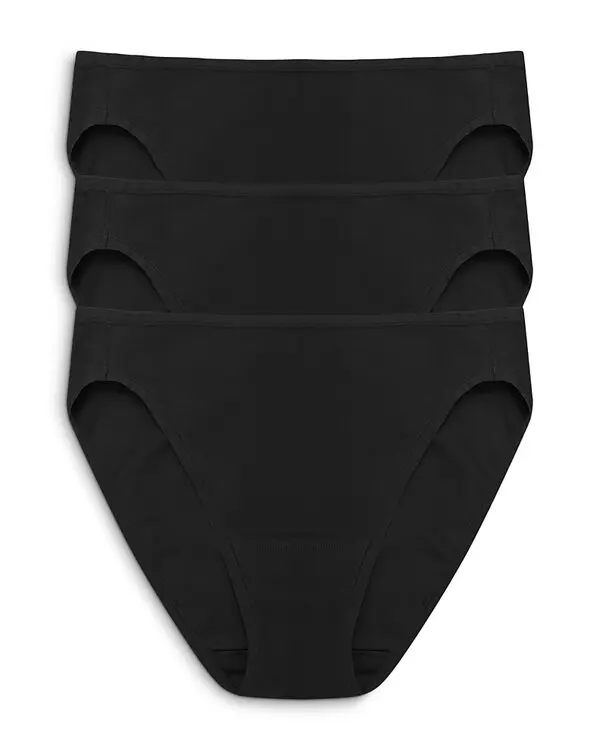 Natori Bliss Bare Cotton Bikini, Pack Of 3 - Black