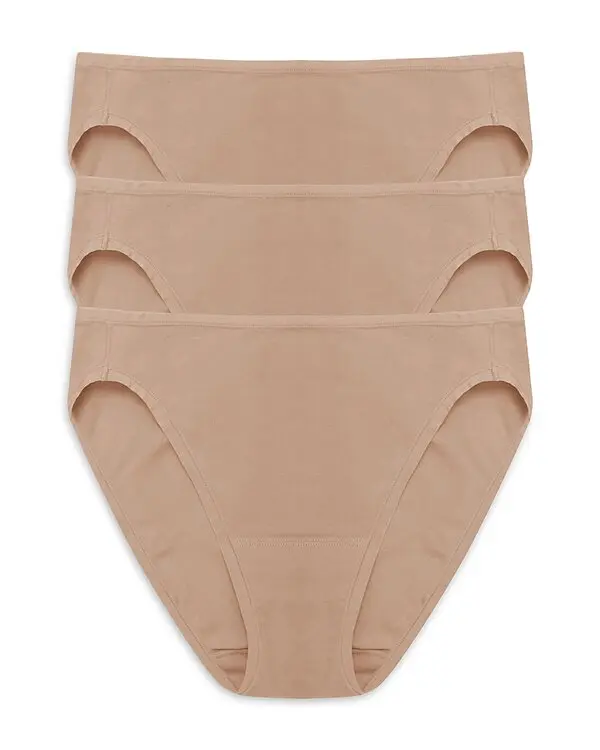 Natori Bliss Bare Cotton Bikini, Pack Of 3 - Cafe
