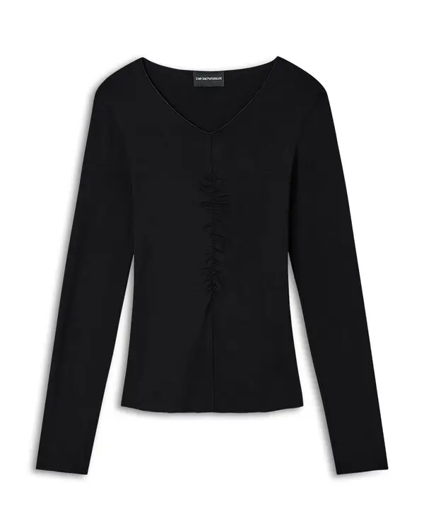 Emporio Armani Ruched Top - Solid Black