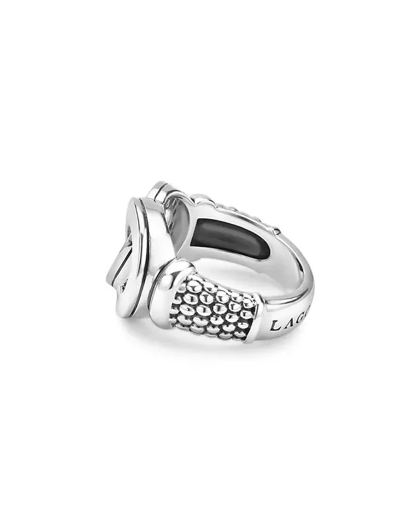 Lagos Sterling Signature Caviar Diamond Interlocking Ring - Silver