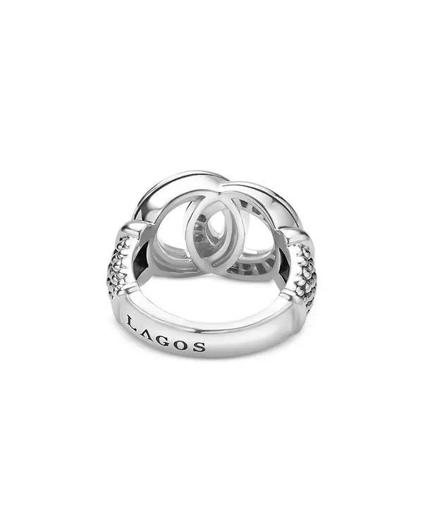 Lagos Sterling Signature Caviar Diamond Interlocking Ring - Silver