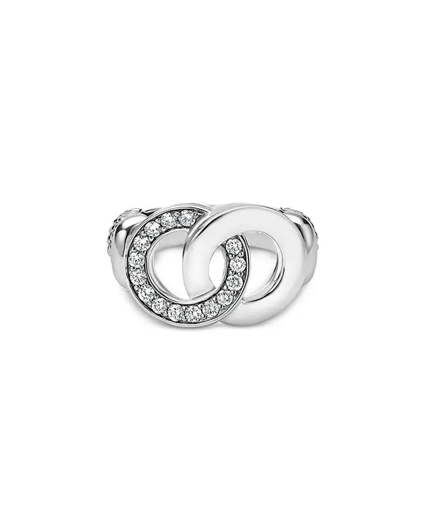 Lagos Sterling Signature Caviar Diamond Interlocking Ring - Silver
