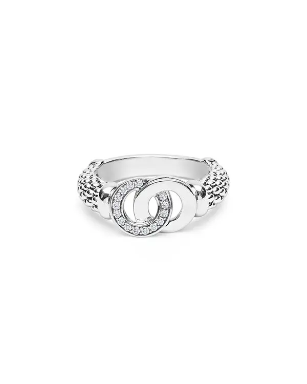 Lagos Sterling Signature Caviar Diamond Interlocking Ring