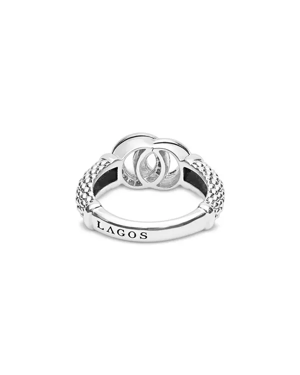 Lagos Sterling Signature Caviar Diamond Interlocking Ring