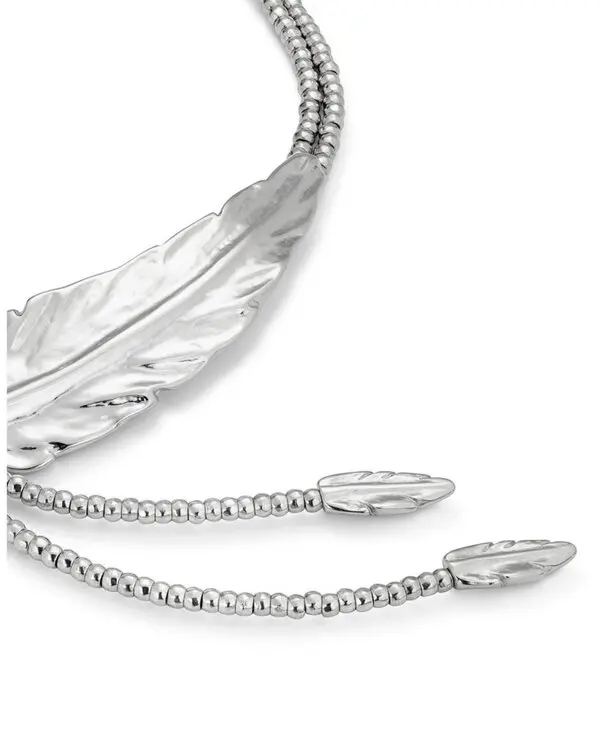 UNODE50 Plated Feather Drop Necklace