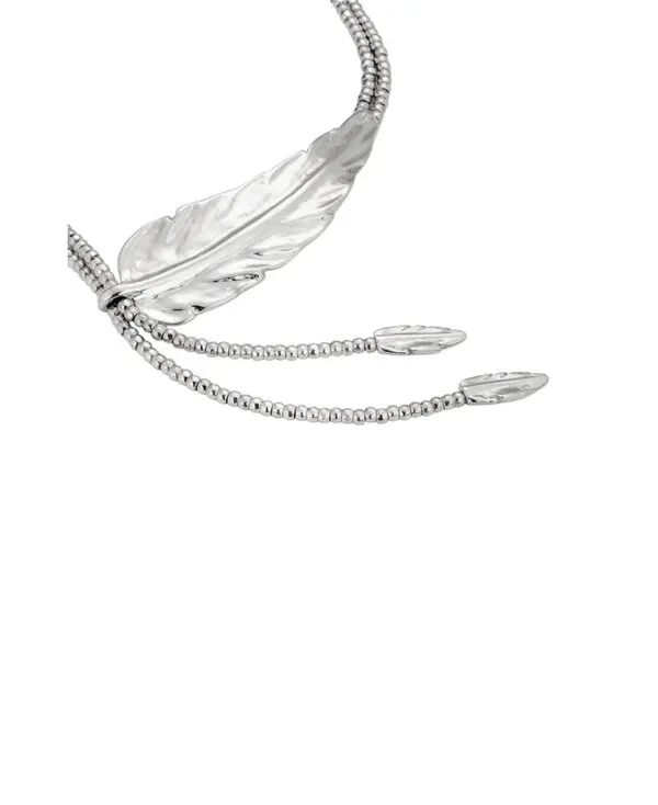 UNODE50 Plated Feather Drop Necklace