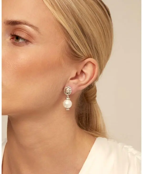 UNODE50 Sterling -plated Pearl Drop Earrings