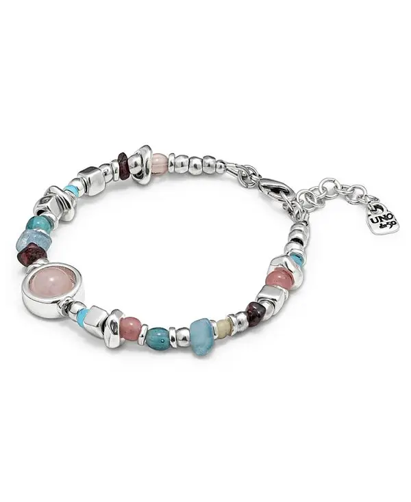 UNODE50 Textured Stone Crystal Bracelet - Silver