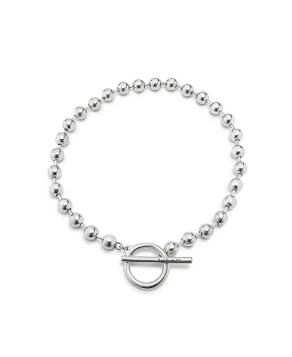 UNODE50 Sterling Plated Beaded Necklace With Logo Clasp