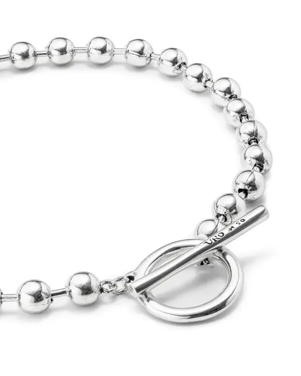 UNODE50 Sterling Plated Beaded Necklace With Logo Clasp
