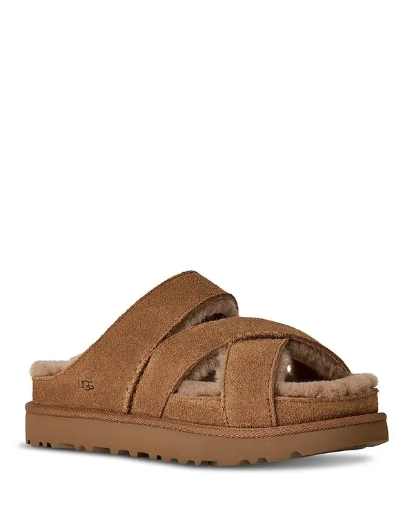 UGG Greenport Cross Strap Slides - Chestnut