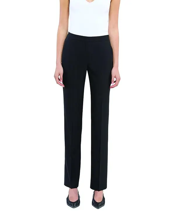 Another Tomorrow Classic Straight Leg Trousers - Black