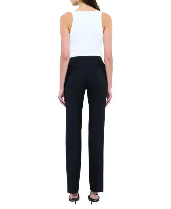 Another Tomorrow Classic Straight Leg Trousers - Black