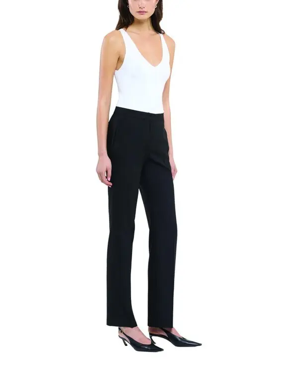 Another Tomorrow Classic Straight Leg Trousers - Black